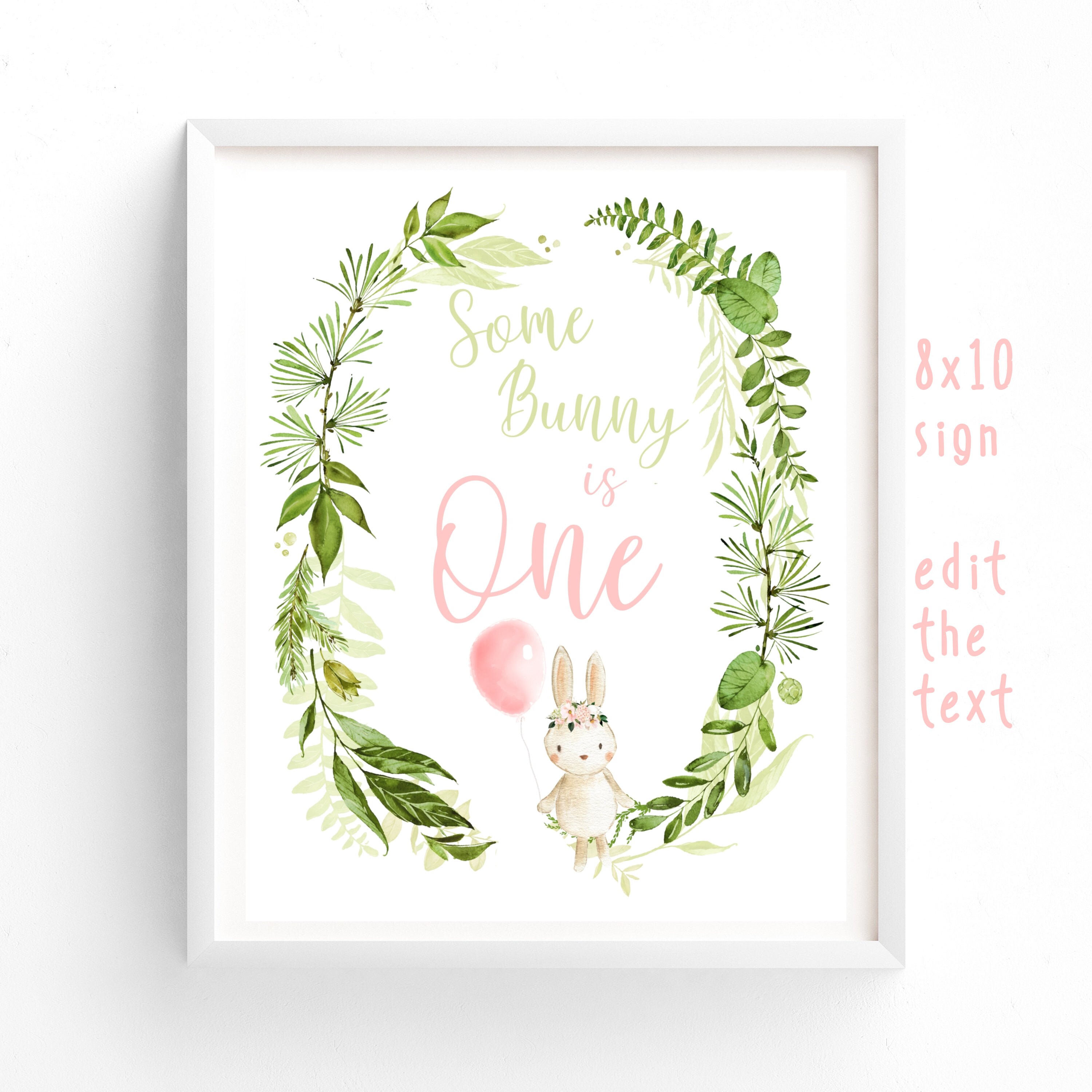 8x10 Some Bunny is One Sign First Birthday Signs Bunny Boho - Etsy