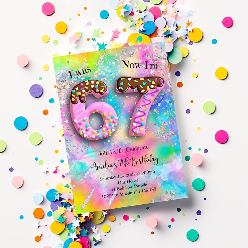 6-7 Birthday Invitation, 7th Birthday Invitation Girl, Tween Invite, 67 ...