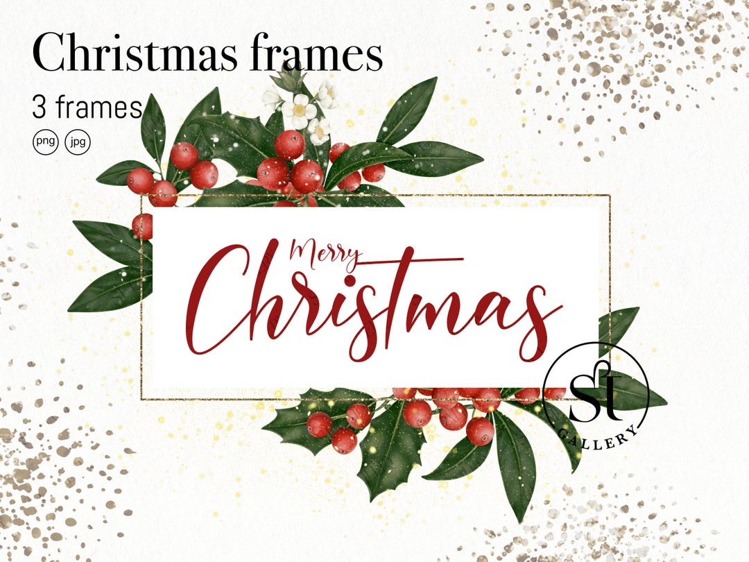 Christmas Frame Png, Christmas Invite, Gift, Invite Card, Digital ...