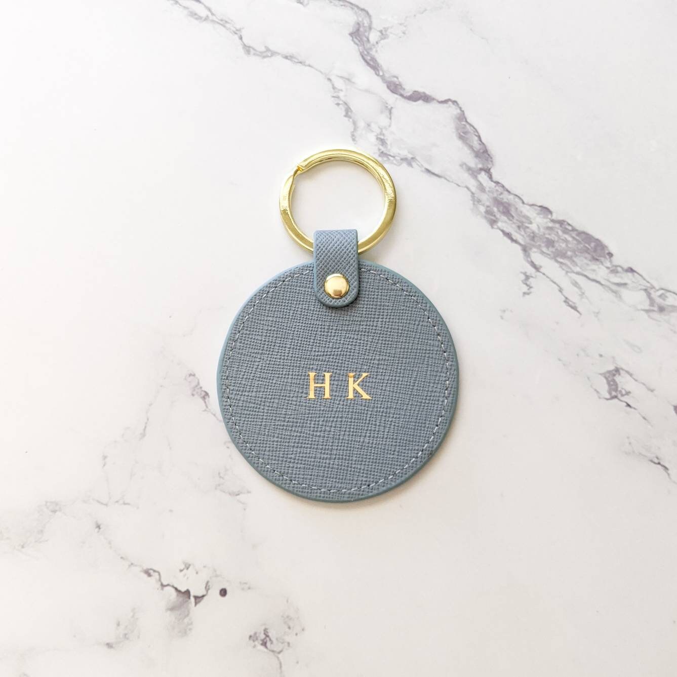 Personalised Leather Circle Keyring - Etsy Australia