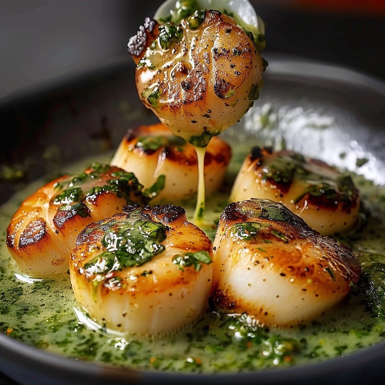 Seared Scallops With Zesty Lime-cilantro Sauce – Downloadable Elegant ...