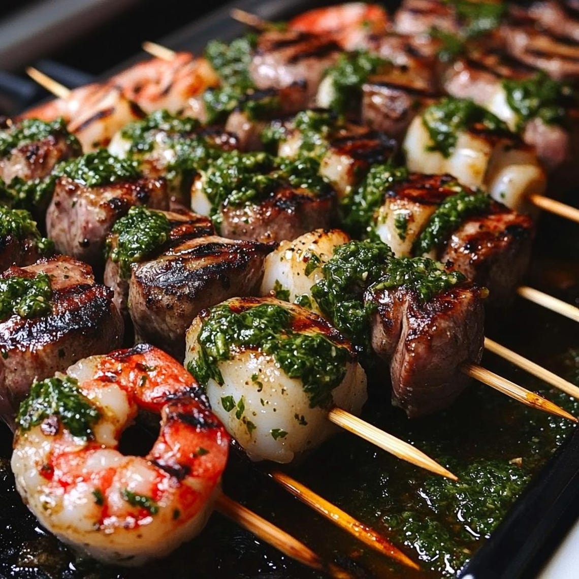 Grilled Surf & Turf Skewers With Chimichurri – A Flavorful Fusion of ...