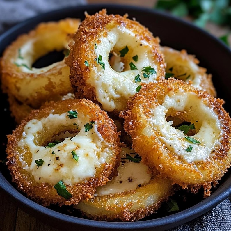 Mozzarella-stuffed Onion Rings With Garlic Butter Recipe – Crispy ...