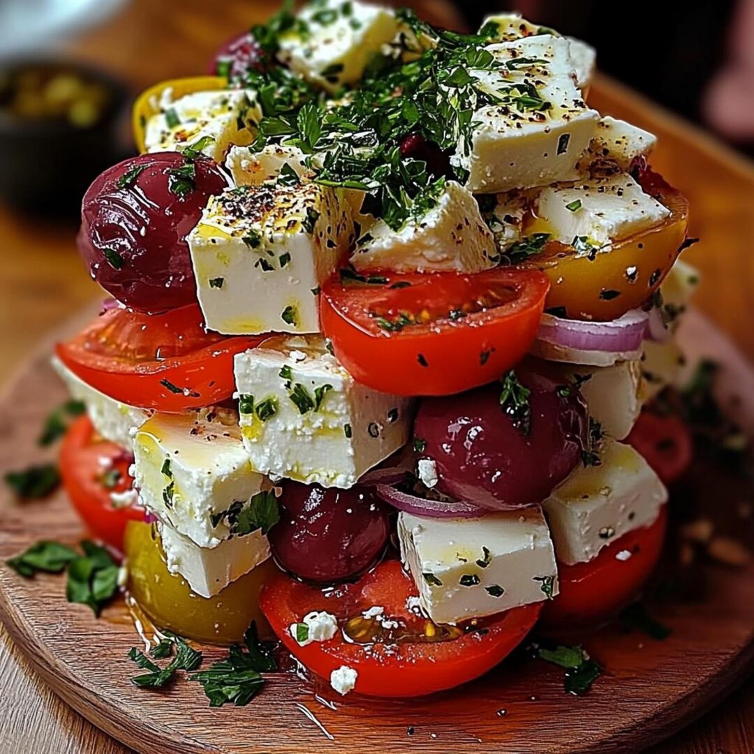 Greek Feta Salad Tower – A Stunning Mediterranean Delight - Etsy