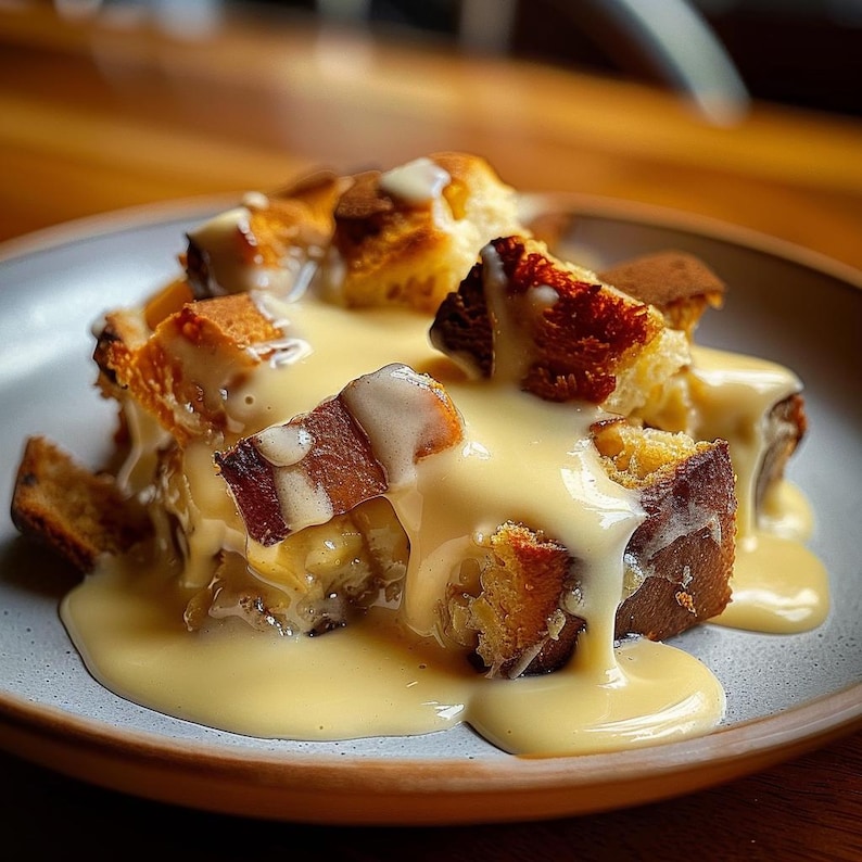 Grandma's Old-fashioned Bread Pudding With Vanilla Sauce | Cozy Classic ...