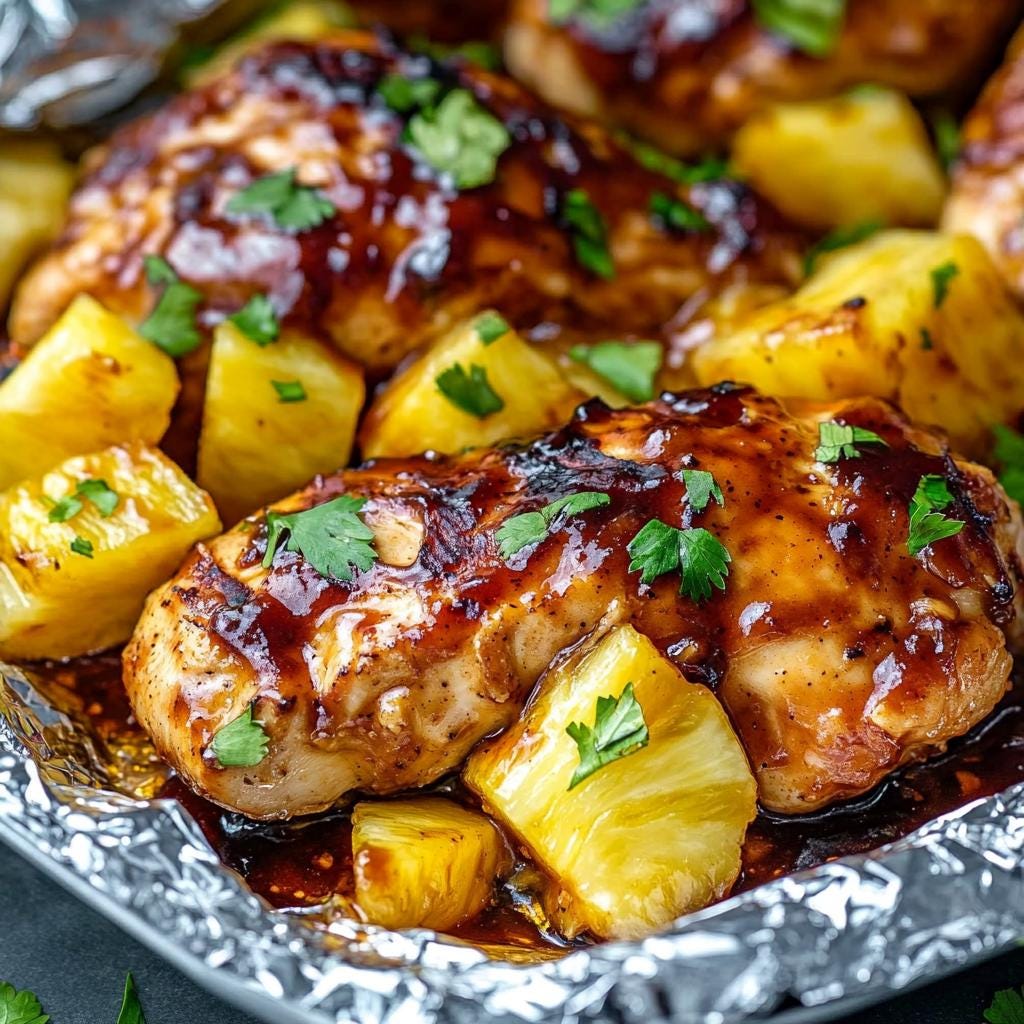 Hawaiian BBQ Chicken and Pineapple Foil Packets Recipe – Downloadable ...