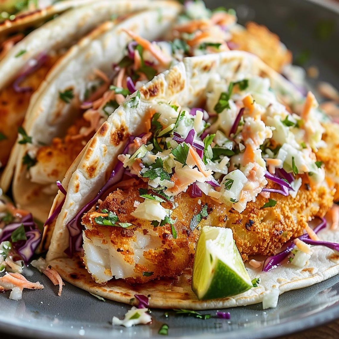 Crispy Fish Tacos With Zesty Cilantro Lime Slaw Recipe - Downloadable ...
