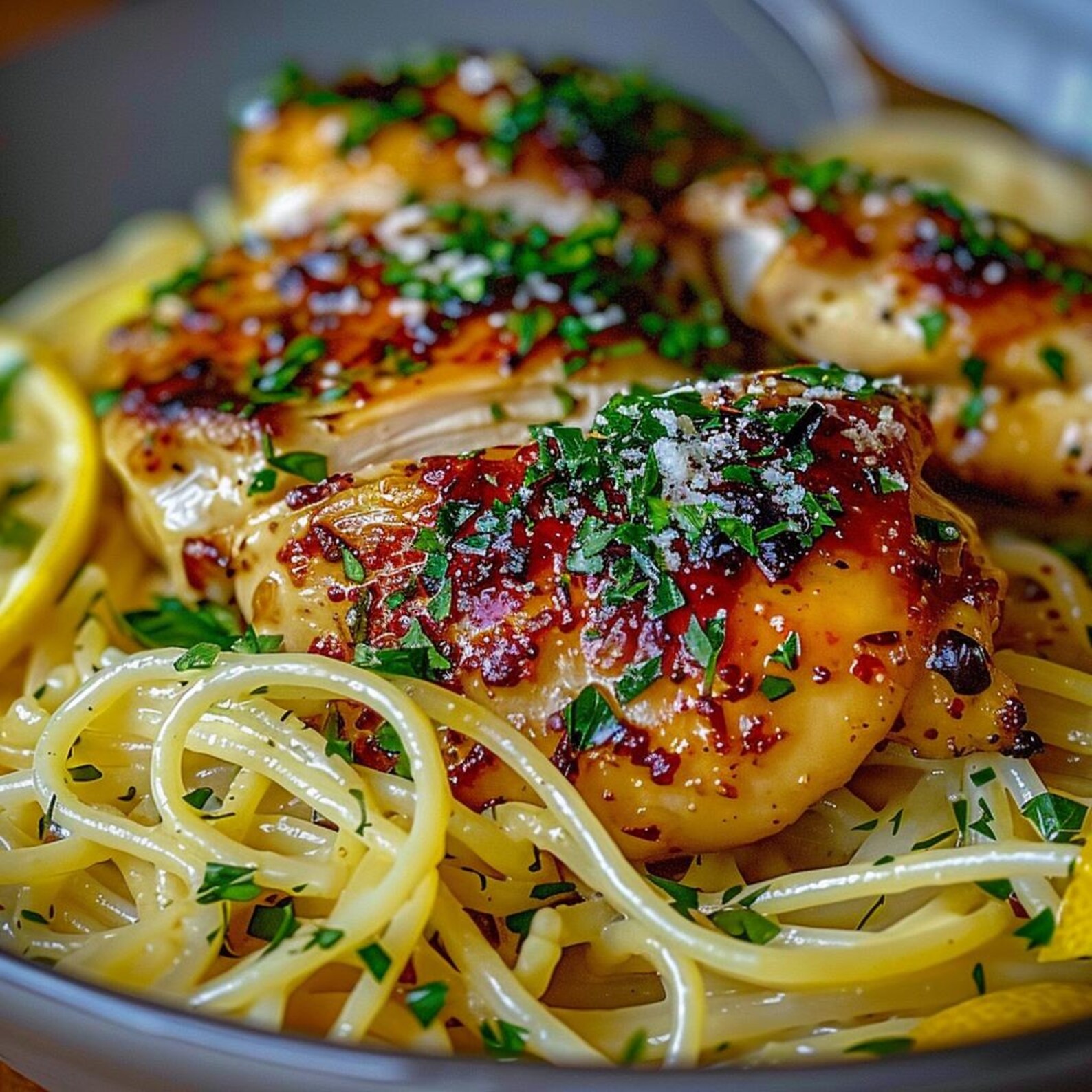 Lemon Garlic Butter Chicken With Creamy Parmesan Linguine ...
