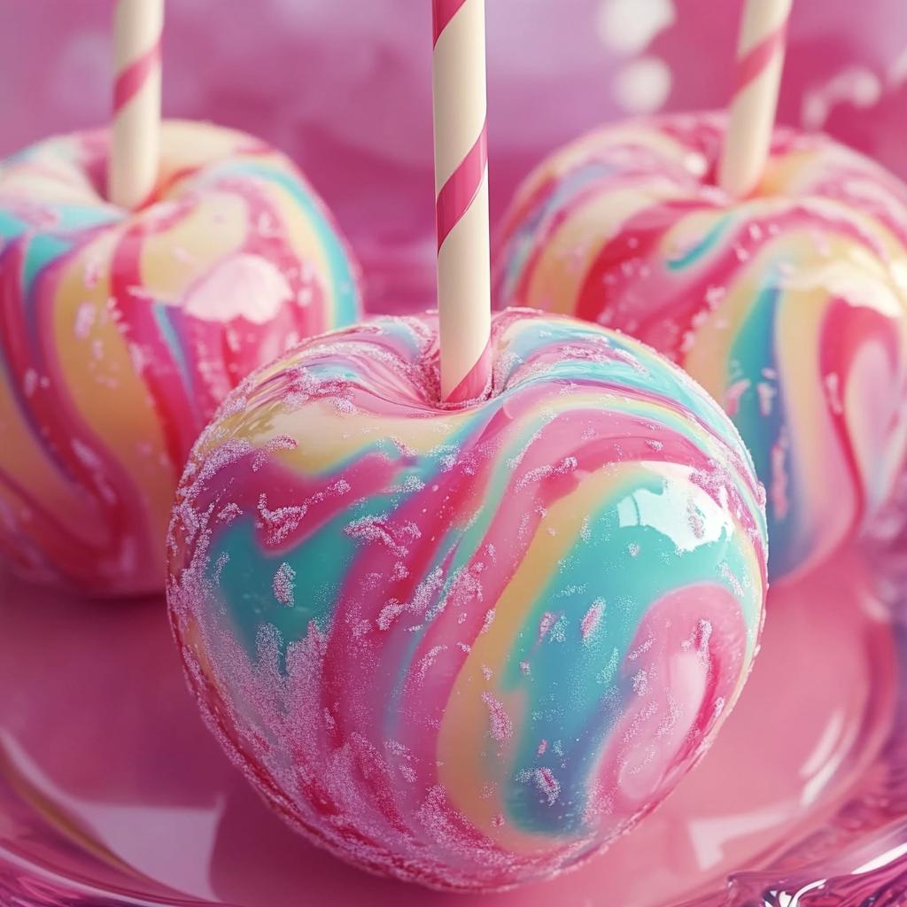 Downloadable Cotton Candy Swirl Candy Apples Recipe – A Sweet, Colorful ...