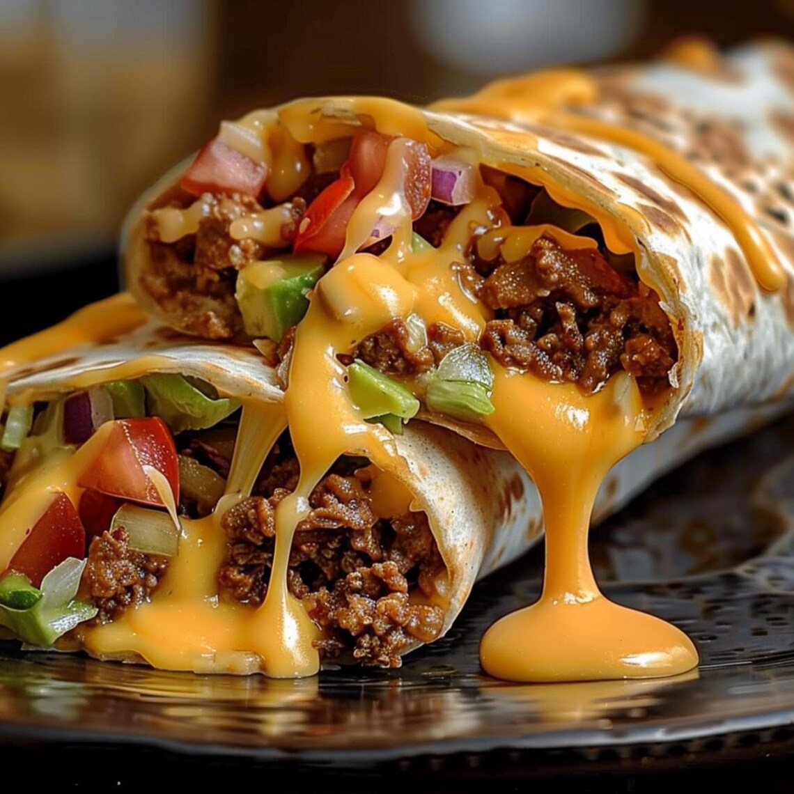Cheesy Nacho Cheese Beef Wraps Recipe - Downloadable Quick Dinner ...