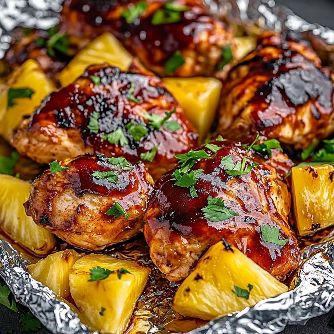 Hawaiian BBQ Chicken and Pineapple Foil Packets Recipe – Downloadable ...