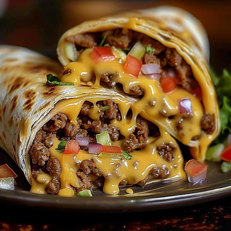 Cheesy Nacho Cheese Beef Wraps Recipe - Downloadable Quick Dinner - Etsy