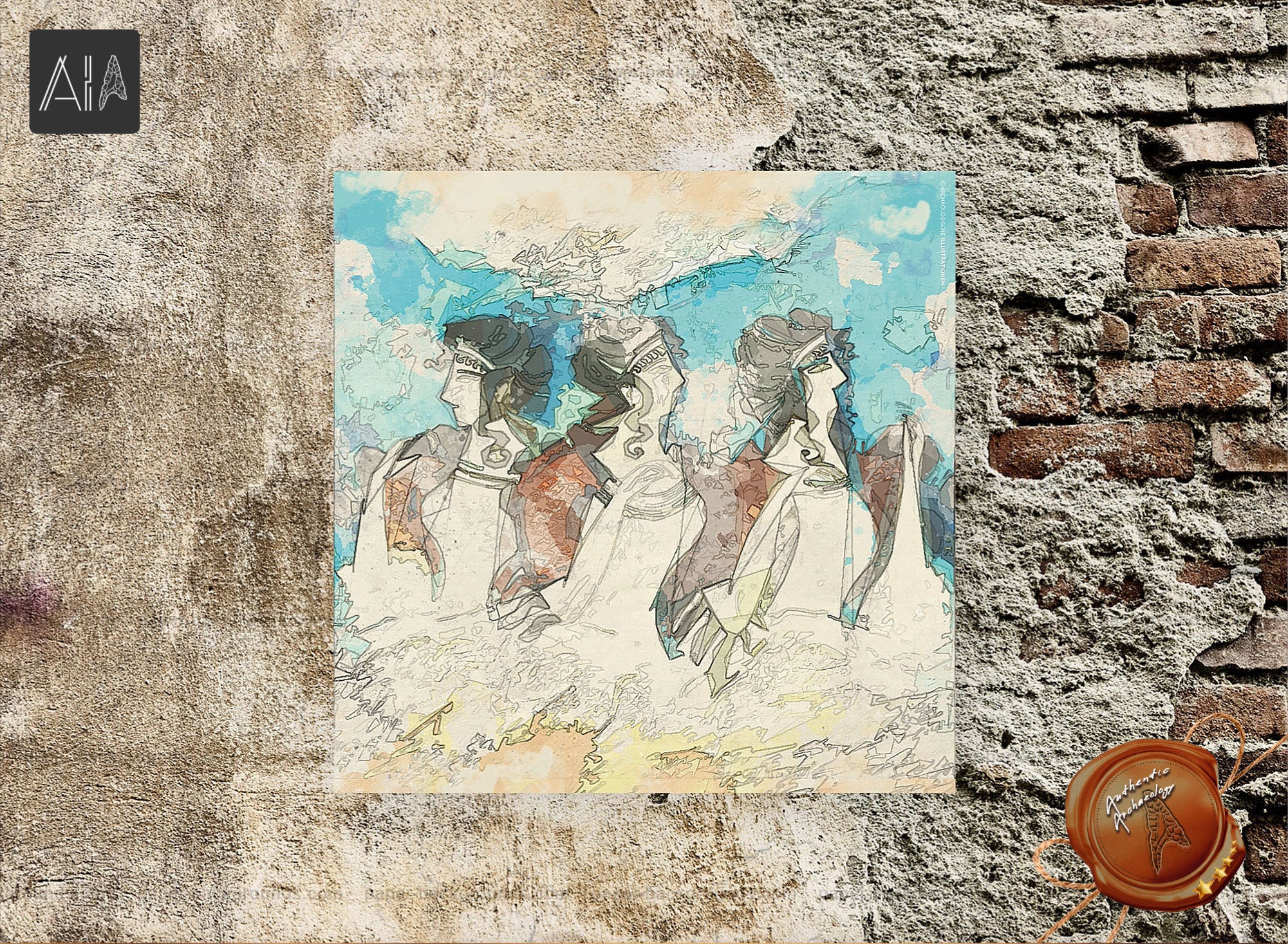 Art Print Minoan Fresco "ladies in Blue", Greece + Crete + Knossos ...