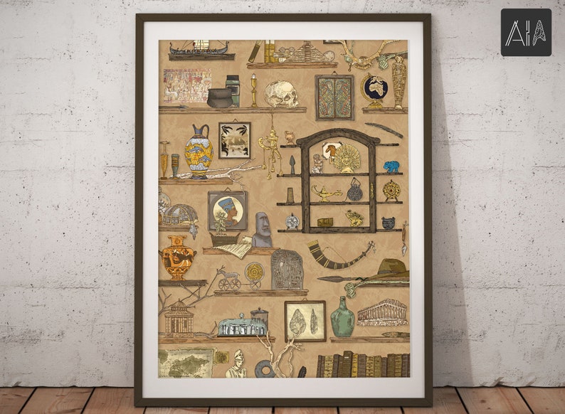 Poster Archaeologist Study, Cabinet of Curiosities + Explorer ...