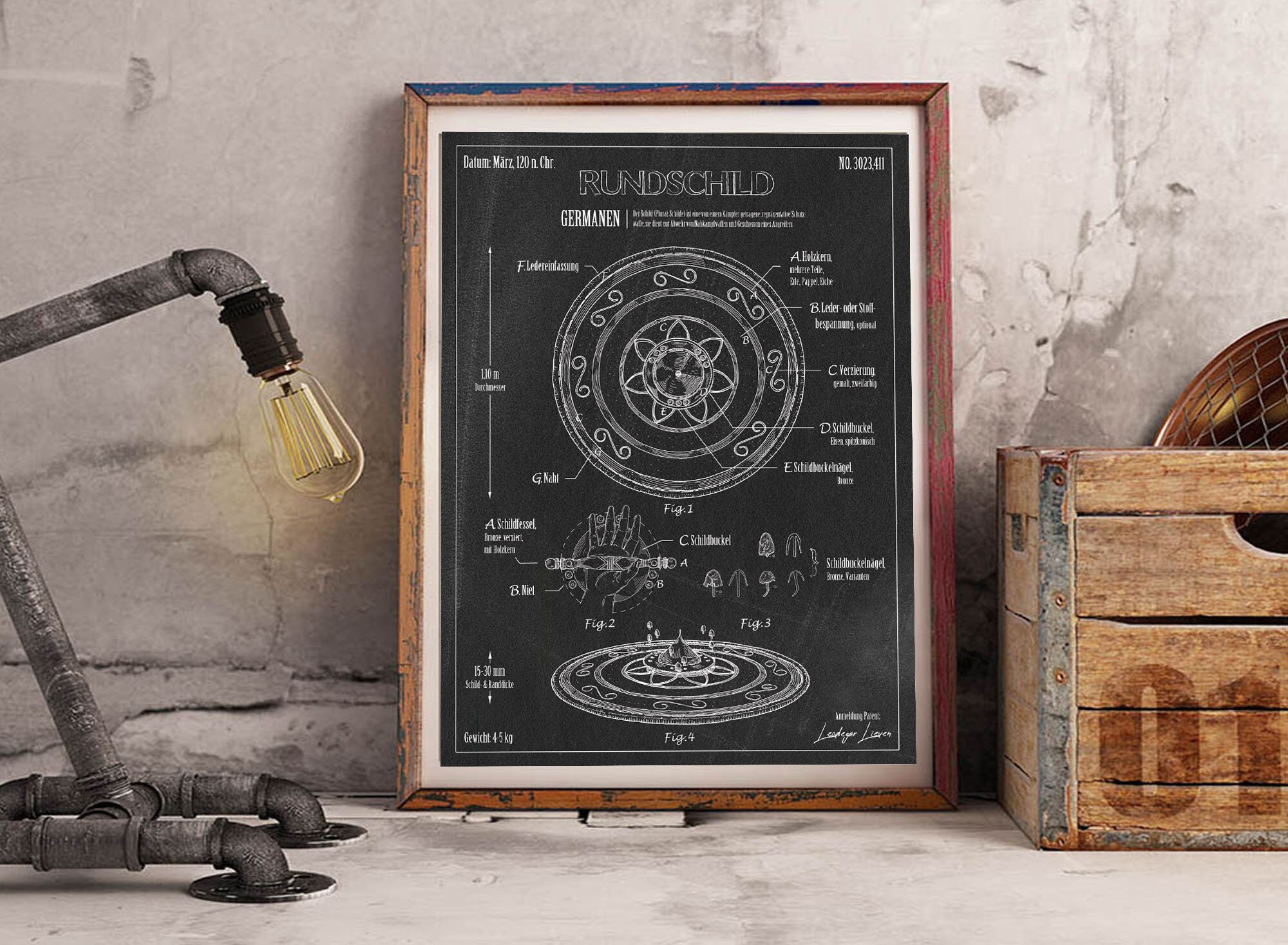 Patent Print Germanic Shield, Poster + Print, Archaeology + Art ...