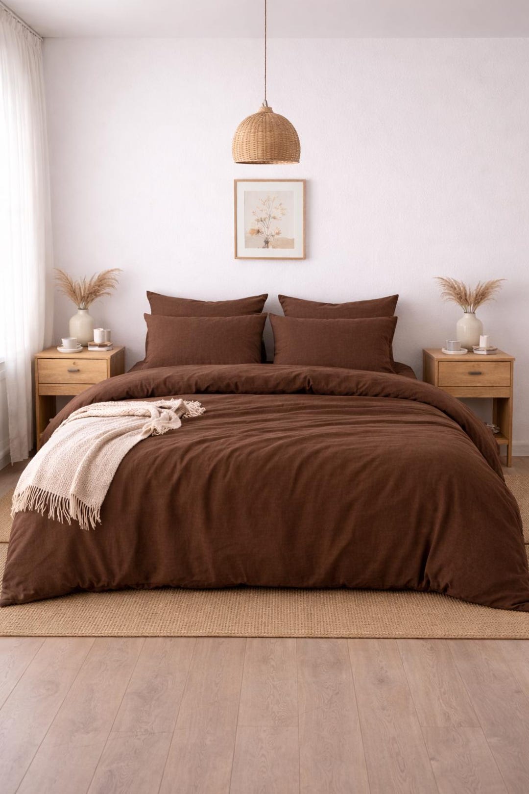 Cocoa Brown Duvet Cover Set – Luxury 100% Linen Bedding With Pillowcase ...