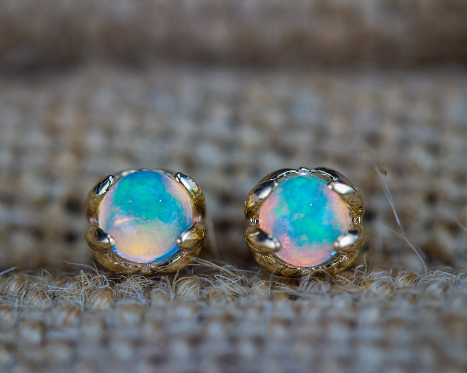 14K Solid Yellow Gold Fire Opal Stud Earrings | Genuine Aaa-grade ...