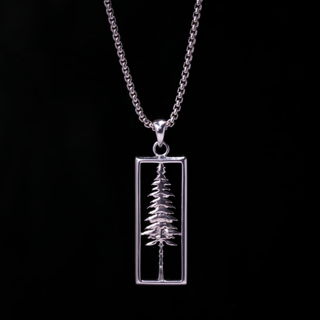Redwood Tree Pendant Necklace With Chain | Sterling Silver | Nature ...
