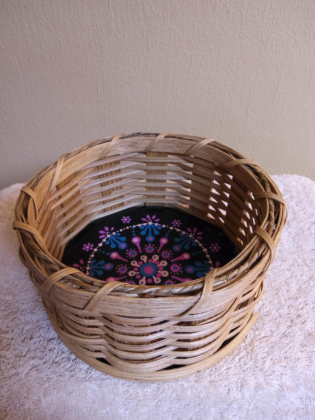 Mandala Painted Basket - Etsy