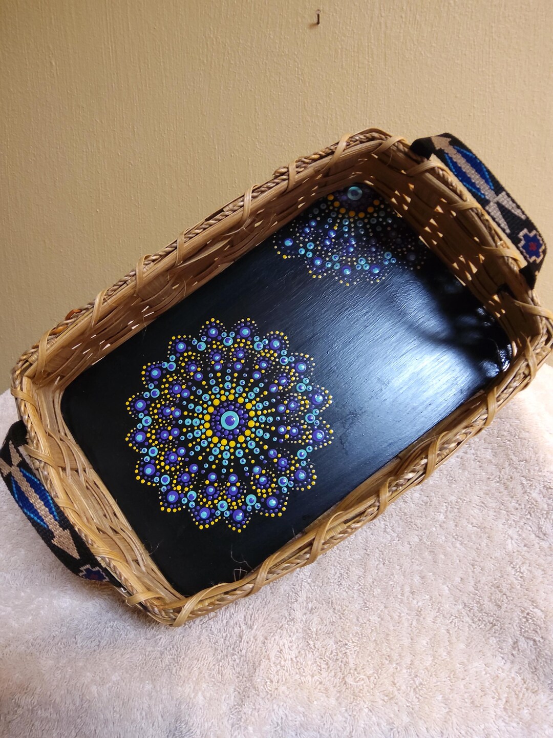 Mandala Painted Basket - Etsy