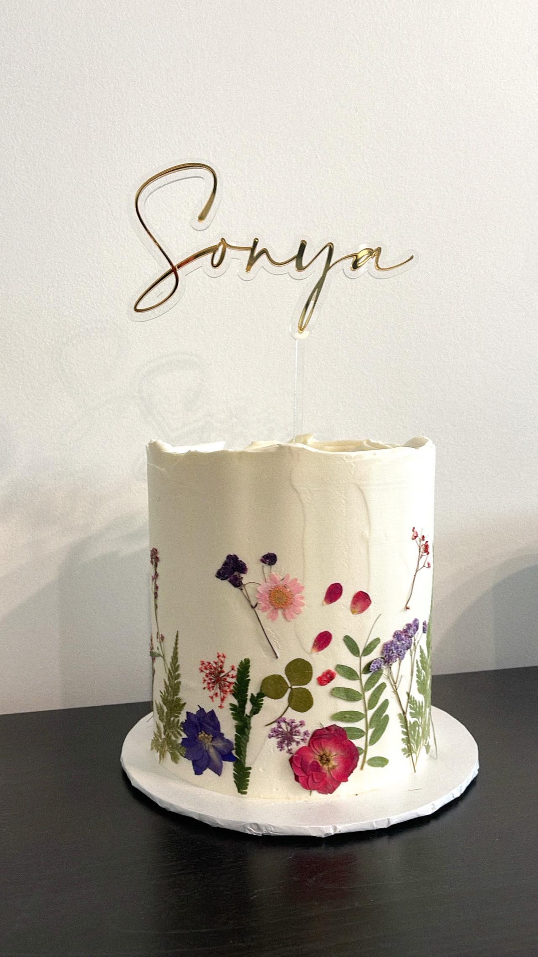 Custom Gold Mirror Name Cake Topper / Floating Cake Topper / Doible ...