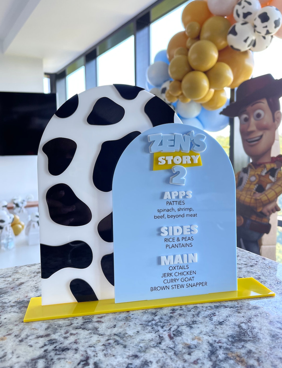 Toy Story Cow Print Signature Acrylic Drink Bar Menu Sign, Tabletop ...