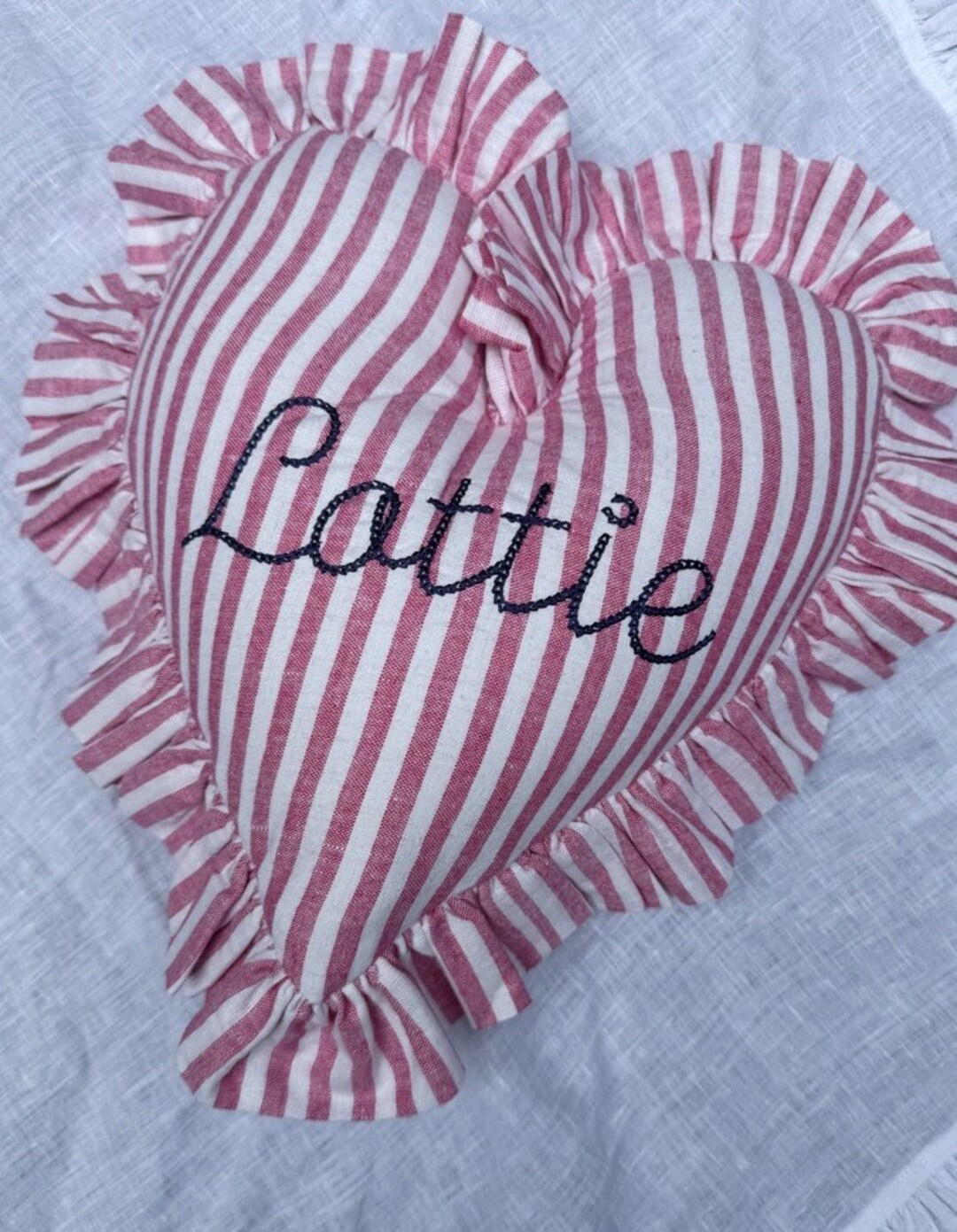 Embroidered Heart Pillow, Throw Pillow, Heart Shaped Pillow, Handmade ...