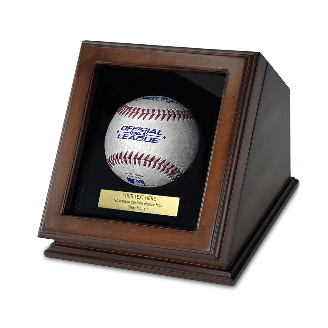 Baseball Display Case Box - Custom Plaque Engraving - Wood With Glass ...