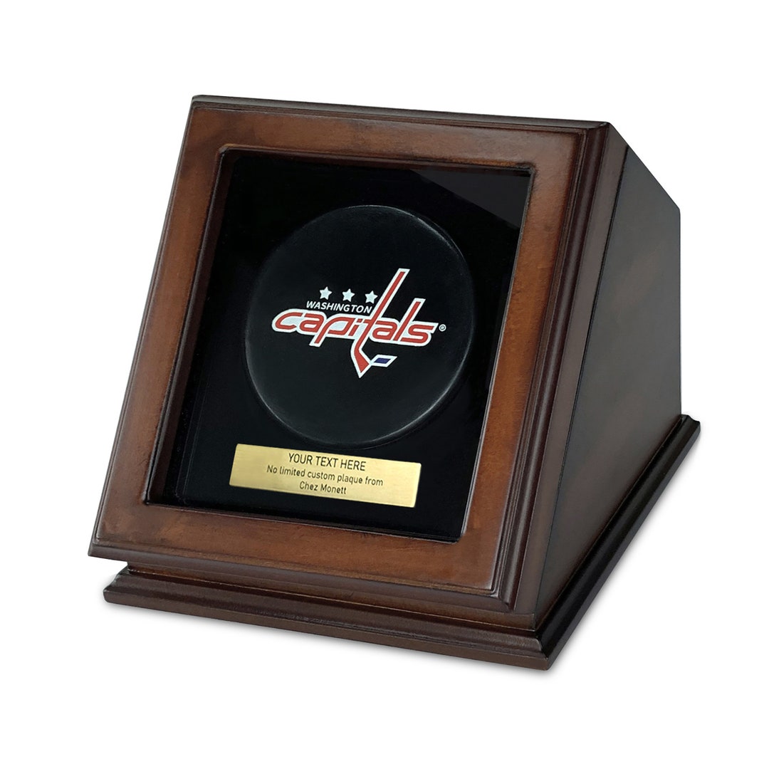 Hockey Puck Display Case Box - Custom Plaque Engraving - Wood With ...
