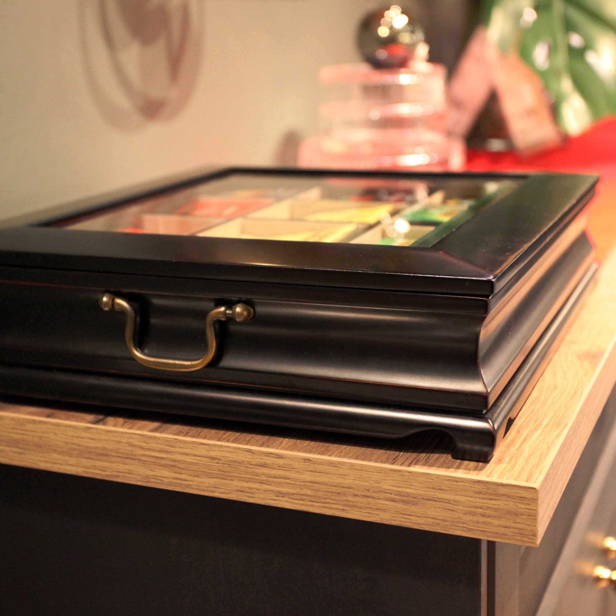 Tea Chest Large Storage Tea Bag Box Wooden With Beveled Glass - Etsy