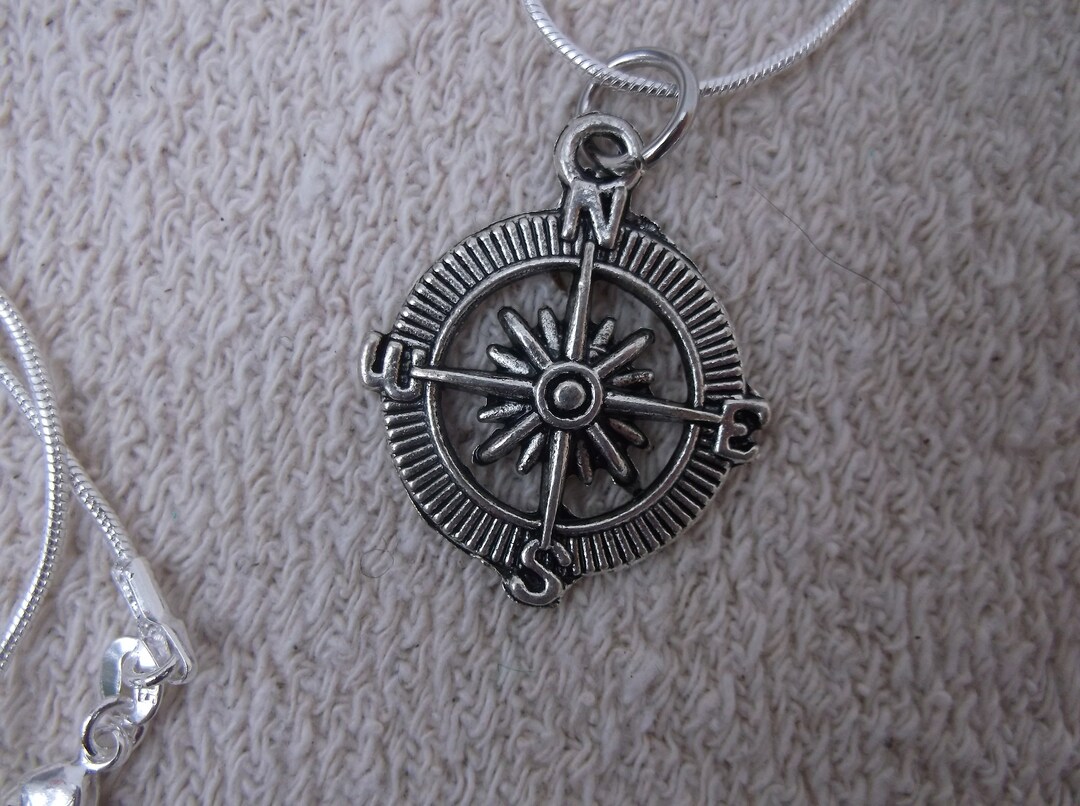 Compass Rose Pendant, NESW Charm, Necklace With Compass Points ...