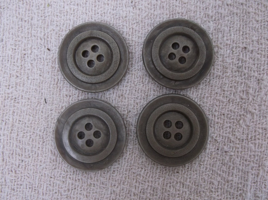 Flat Buttons, Brown Grey Four Hole Buttons, Vintage Buttons - Etsy