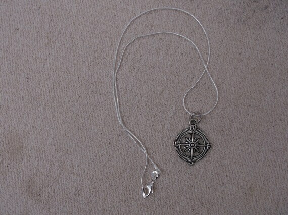 Compass rose pendant NESW charm necklace with compass points | Etsy
