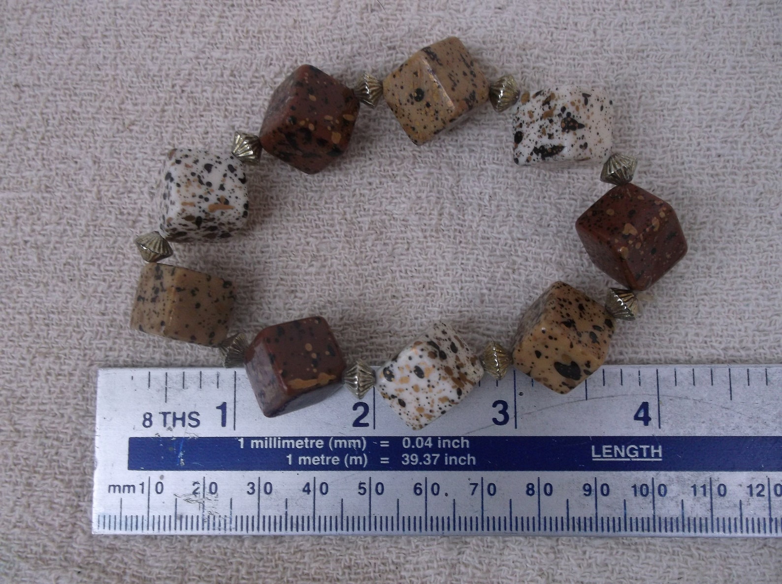Chunky Cuboid Bead Bracelet, Costume Jewellery, Speckled Square Beads ...