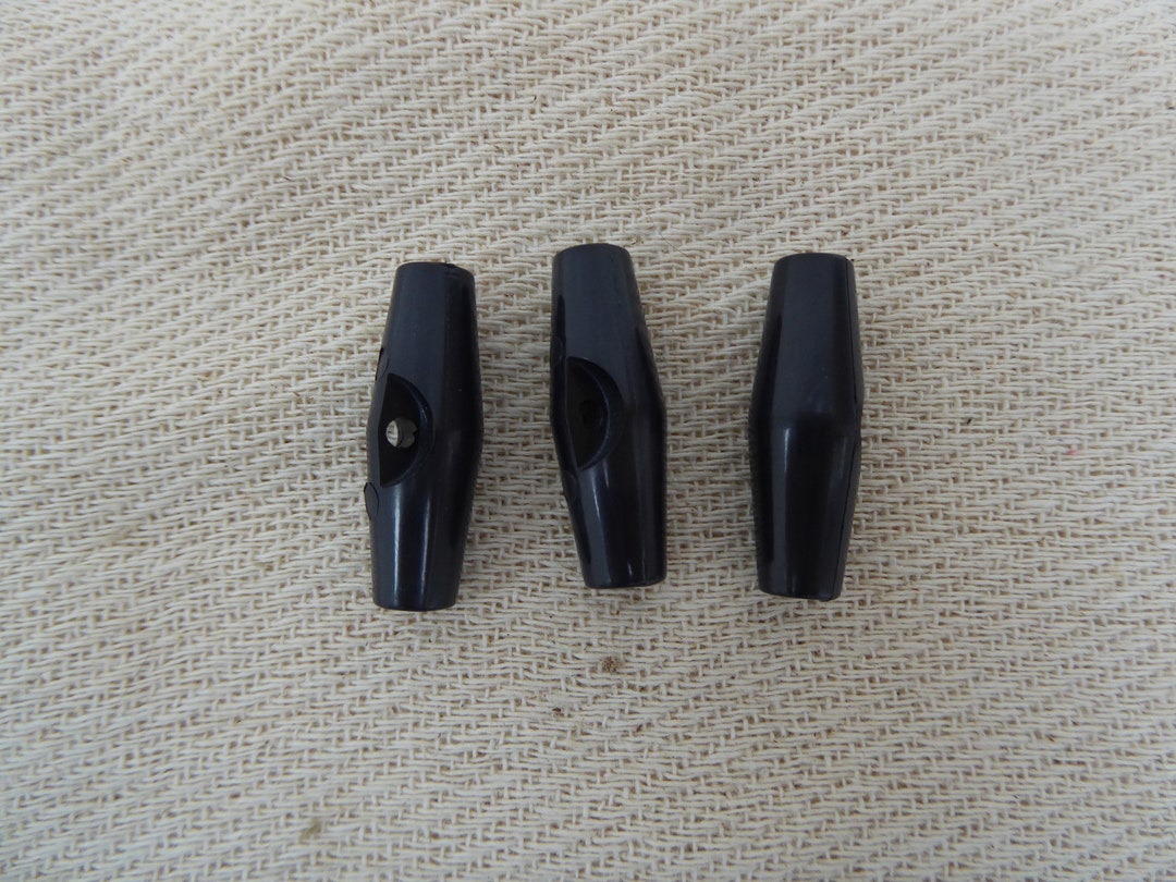 Small Plastic Toggles, Vintage Buttons, Navy Blue Duffle Coat Buttons ...