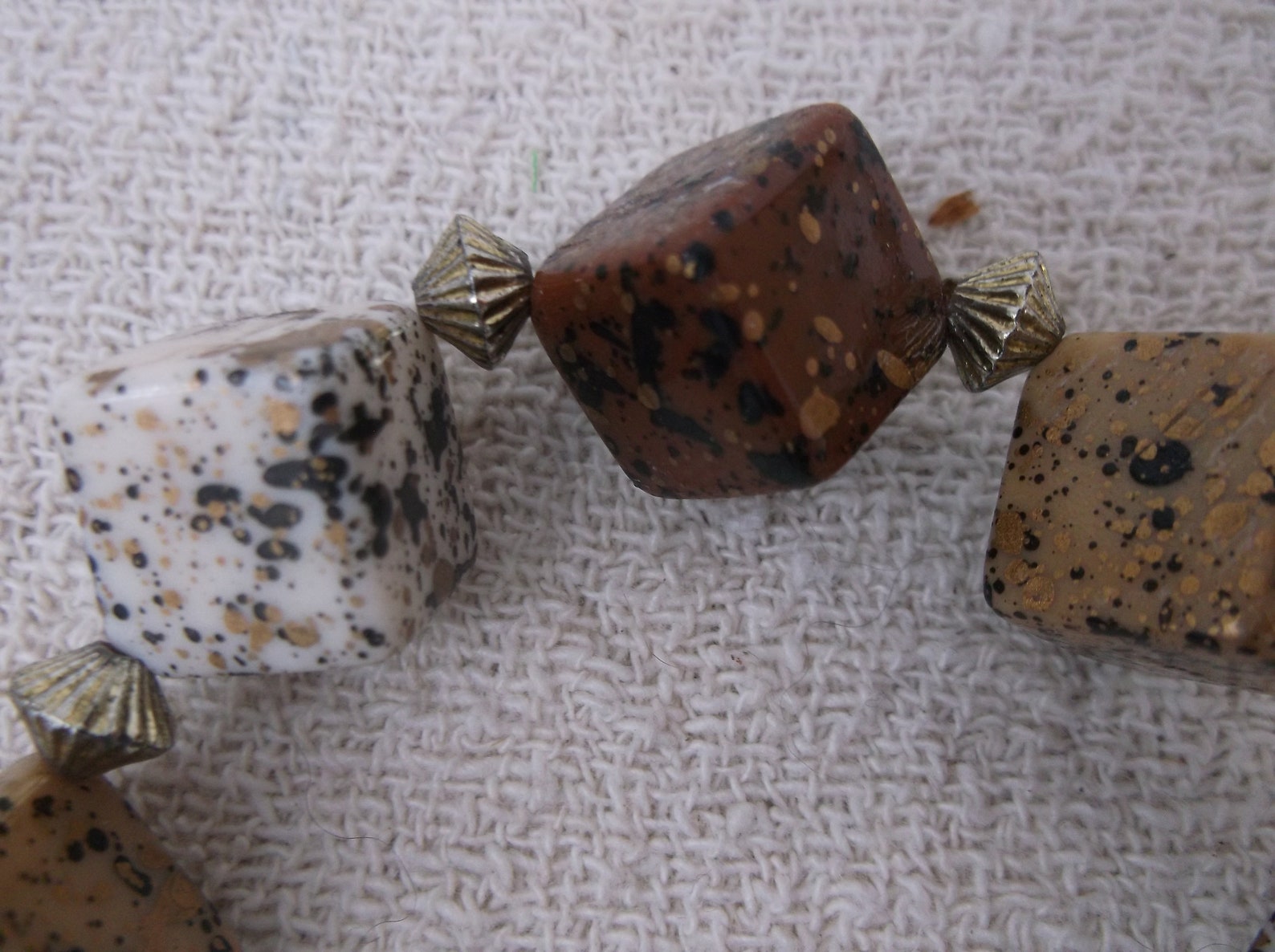 Chunky Cuboid Bead Bracelet, Costume Jewellery, Speckled Square Beads ...