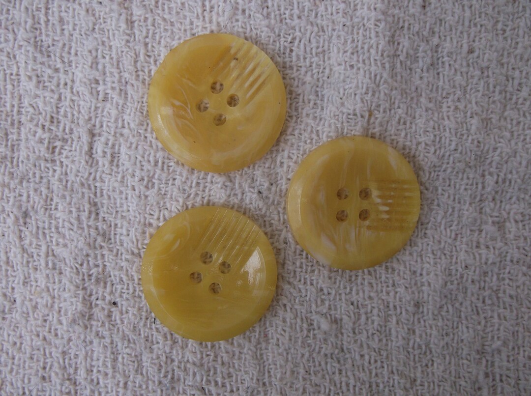Flat Buttons, Yellow Four Hole Buttons, Vintage Fancy Buttons - Etsy