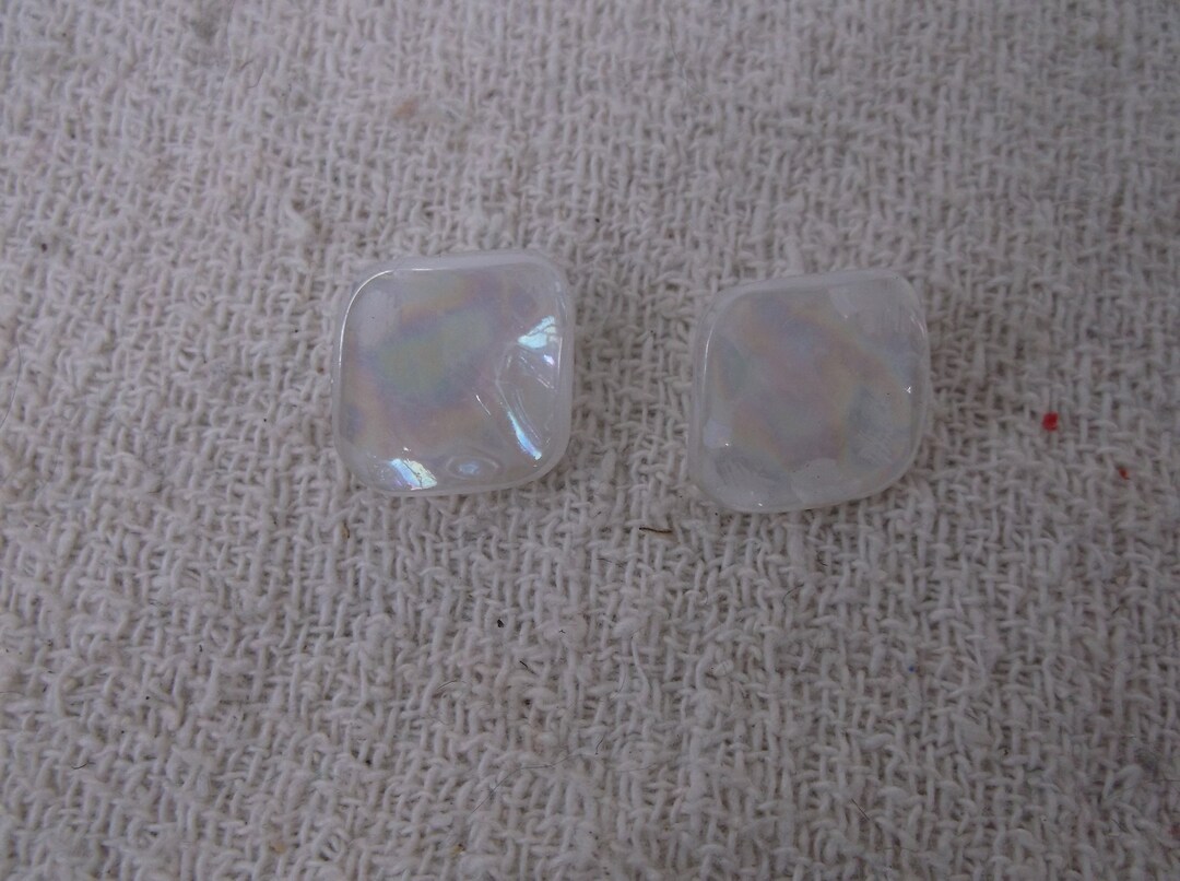 Square Buttons White Shank Buttons Vintage Glass Buttons - Etsy