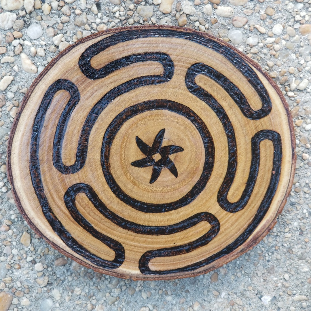 Hekate's Wheel Strophalos Hand Burned Live Edge Wood - Etsy
