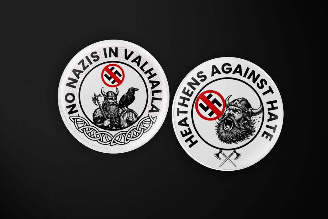 Pin Duo - Heathens Against Hate / No Nazis in Valhalla Button Pins - Etsy