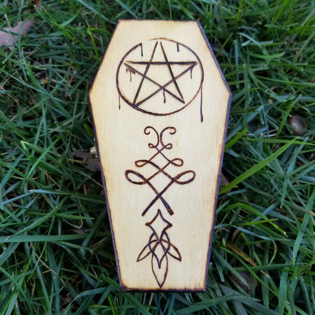 Coffin Ritual Box Hand Burned Portable Altar Box With Candles, Crystal ...