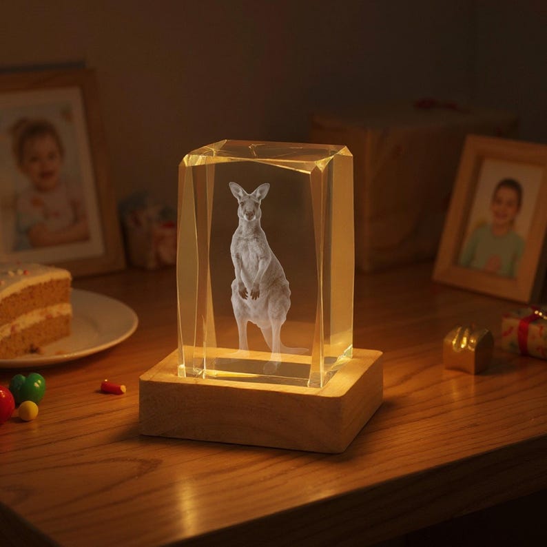 Personalized 3D Crystal Photo With Light Base Custom Laser Etched Glass ...