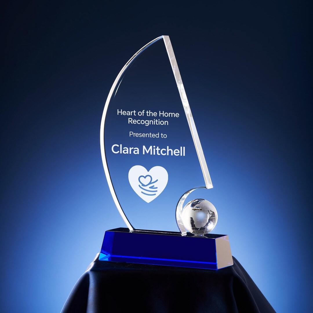 Personalized Retirement Crystal Award, Custom Engraved Glass Trophy for ...