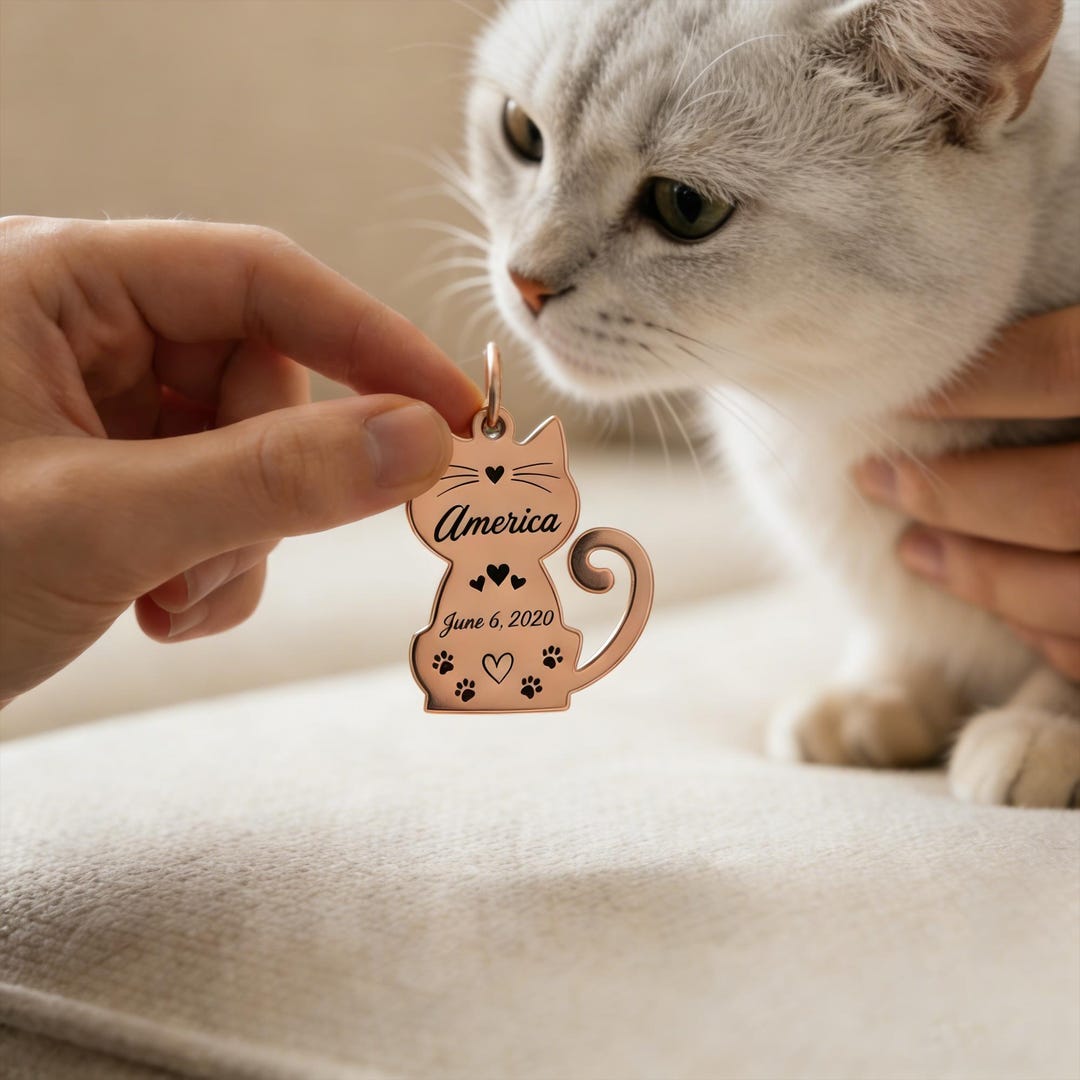 Personalized Cat Tag, Cute Fish Shape Pet ID, Custom Engraved Kitten ...