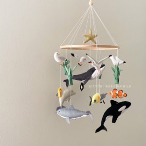Ocean Mobile With Coral Fish and Seagulls Whale Mobile With - Etsy