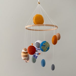 Solar system nursery mobile with planets sun astronaut. Space | Etsy