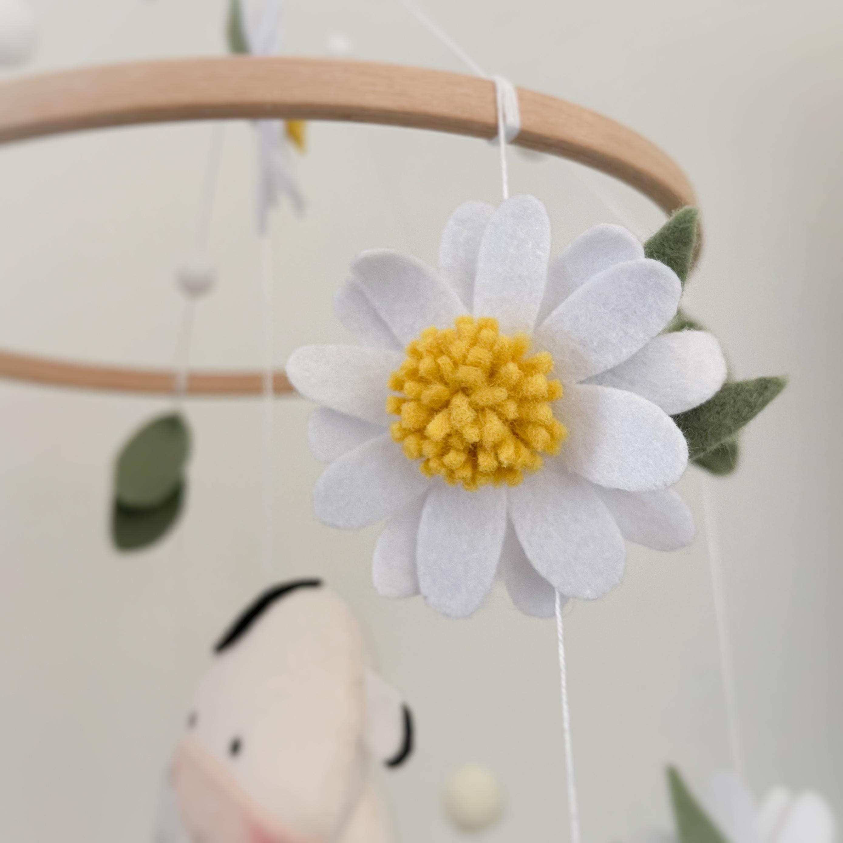 Farm Cow Baby Mobile With Daisy and Grass | Soft Felt Nursery Decor for ...