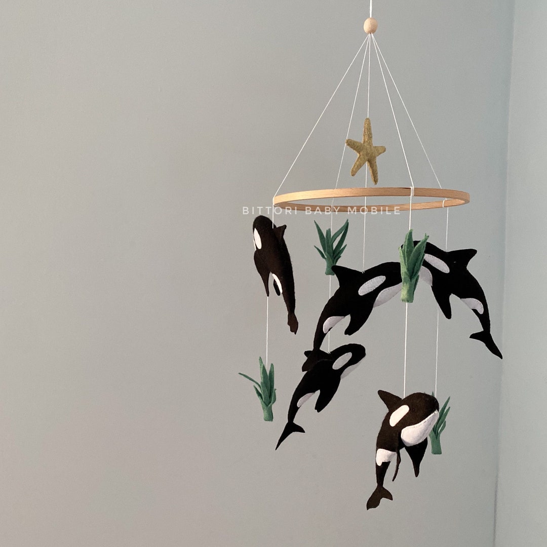 Orca Baby Mobile | Handmade Killer Whale Nursery Decor | Ocean Theme ...