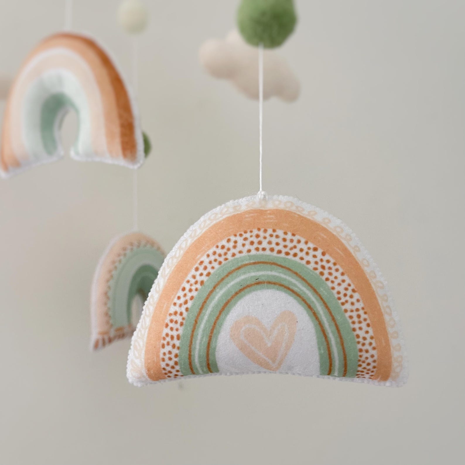 Boho Rainbow Baby Mobile With Clouds and Felt Balls | Rainbow Crib ...