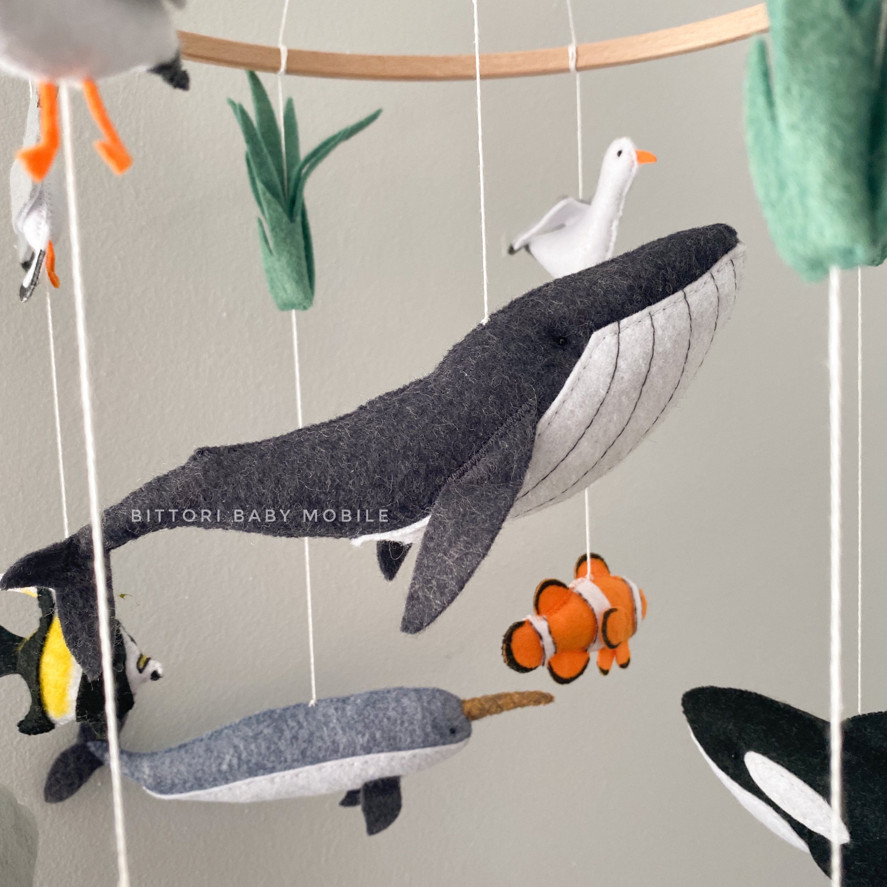 Ocean mobile with coral fish and seagulls whale mobile with | Etsy